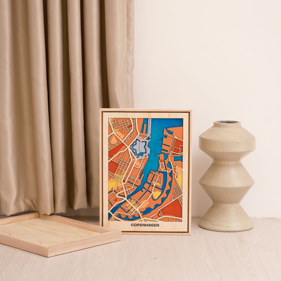 Artisanal Handcrafted Wood Wall Art | Northern Europe cities maps