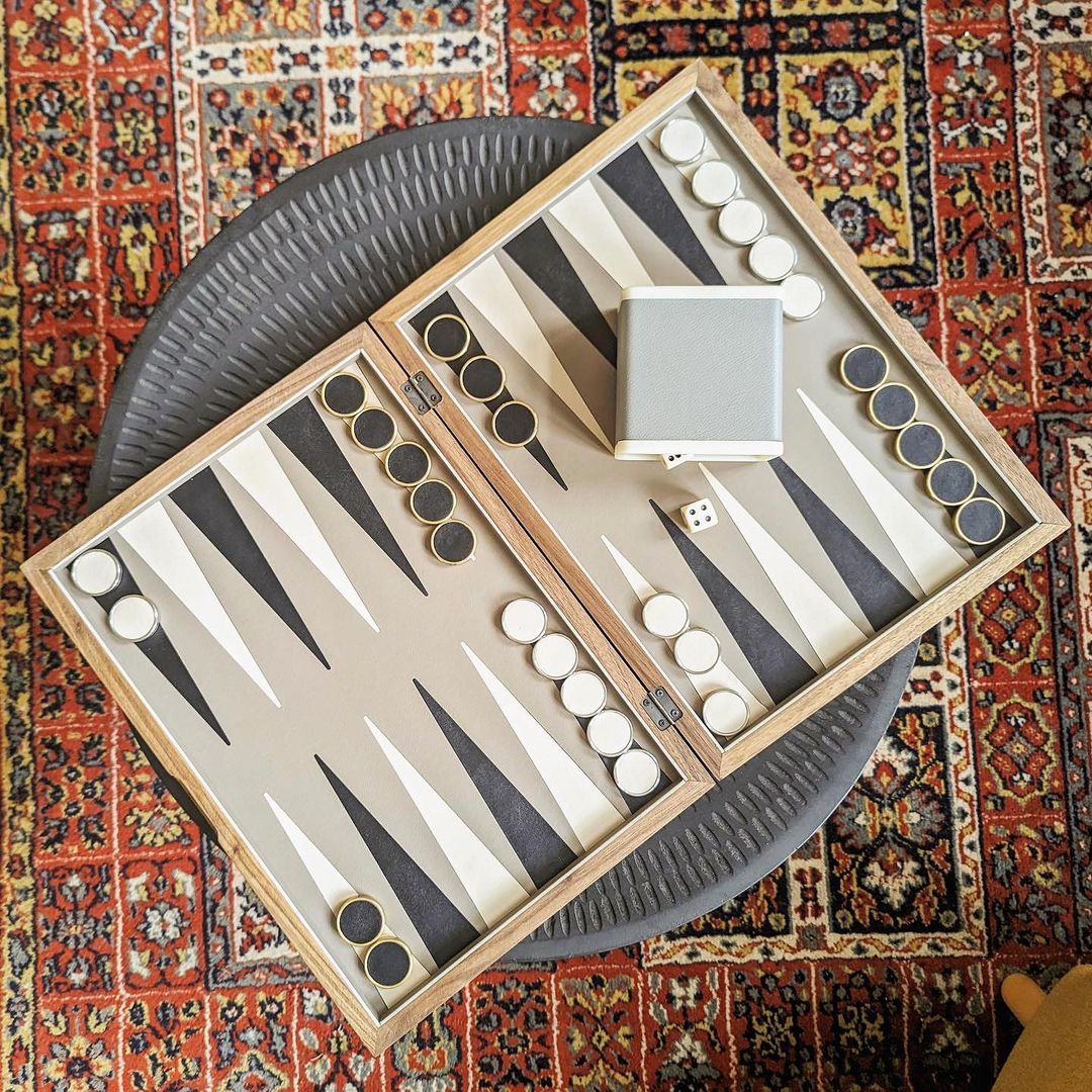 Premium Wooden and Leather Backgammon Set
