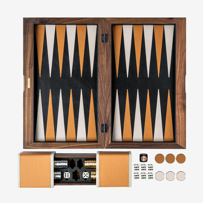 Premium Wooden and Leather Backgammon Set