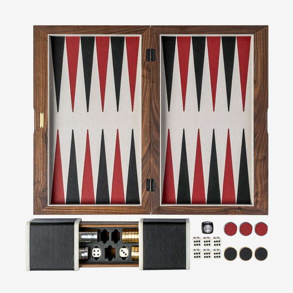 Premium Wooden and Leather Backgammon Set