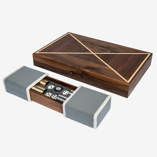 Premium Wooden and Leather Backgammon Set