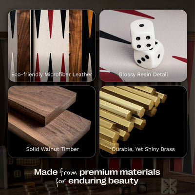 Premium Wooden and Leather Backgammon Set